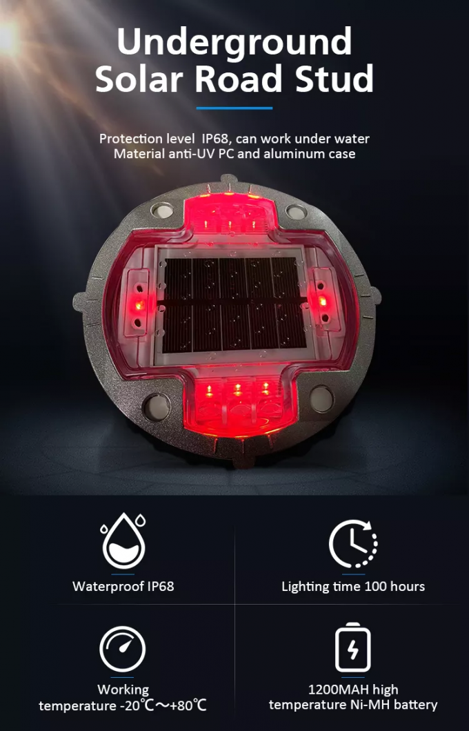 NI MH Battery Solar Underground Light 150mm IP68 Solar LED Road Markers ...